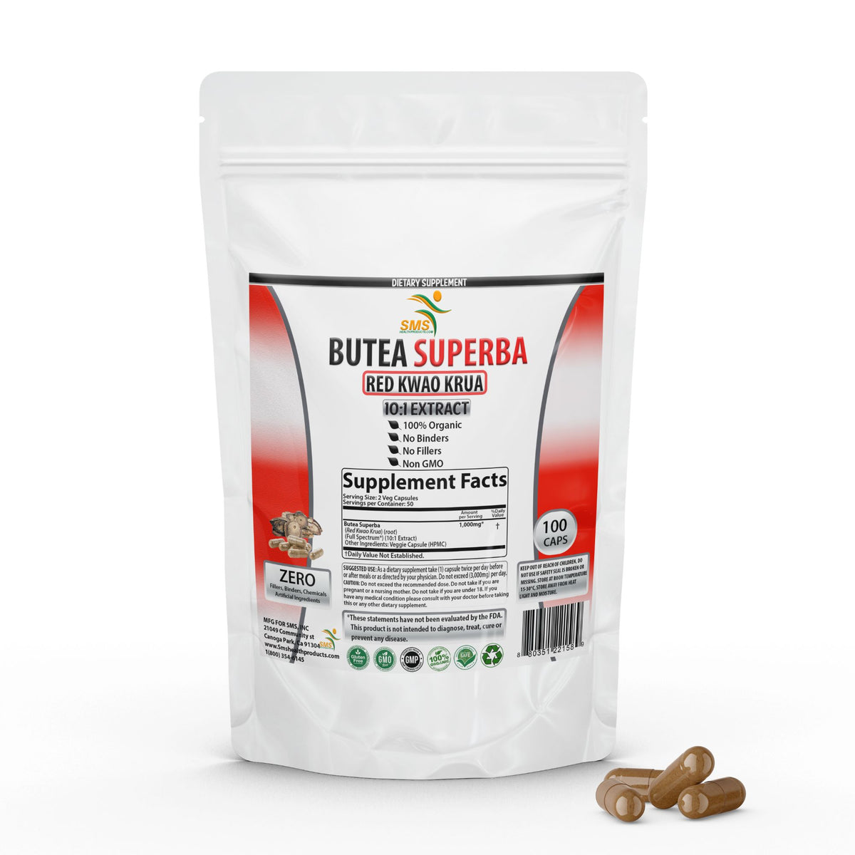 Butea Superba Pills Red Kwao Krua 1000mg DAILY 100 Capsules ...