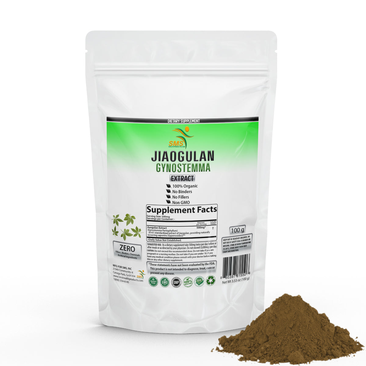 Certified Organic Jiaogulan (Gynostemma) High Potency 4:1 Extract Powd ...
