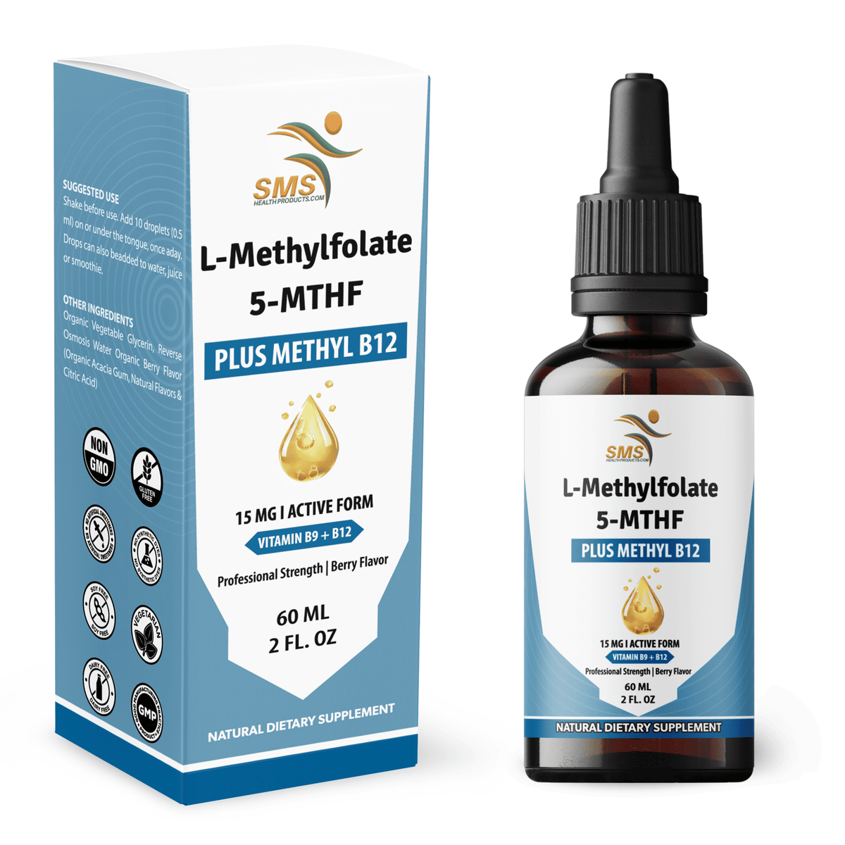 L-Methylfolate 15mg + Methyl B12 Liquid Drops – High Potency Sublingua ...