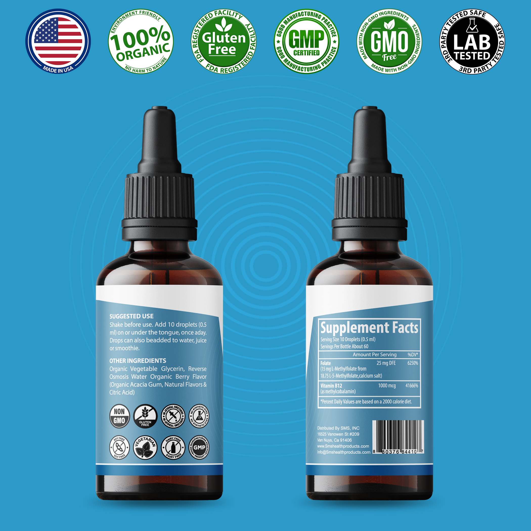 L-Methylfolate 15mg + Methyl B12 Liquid Drops – High Potency Sublingua ...