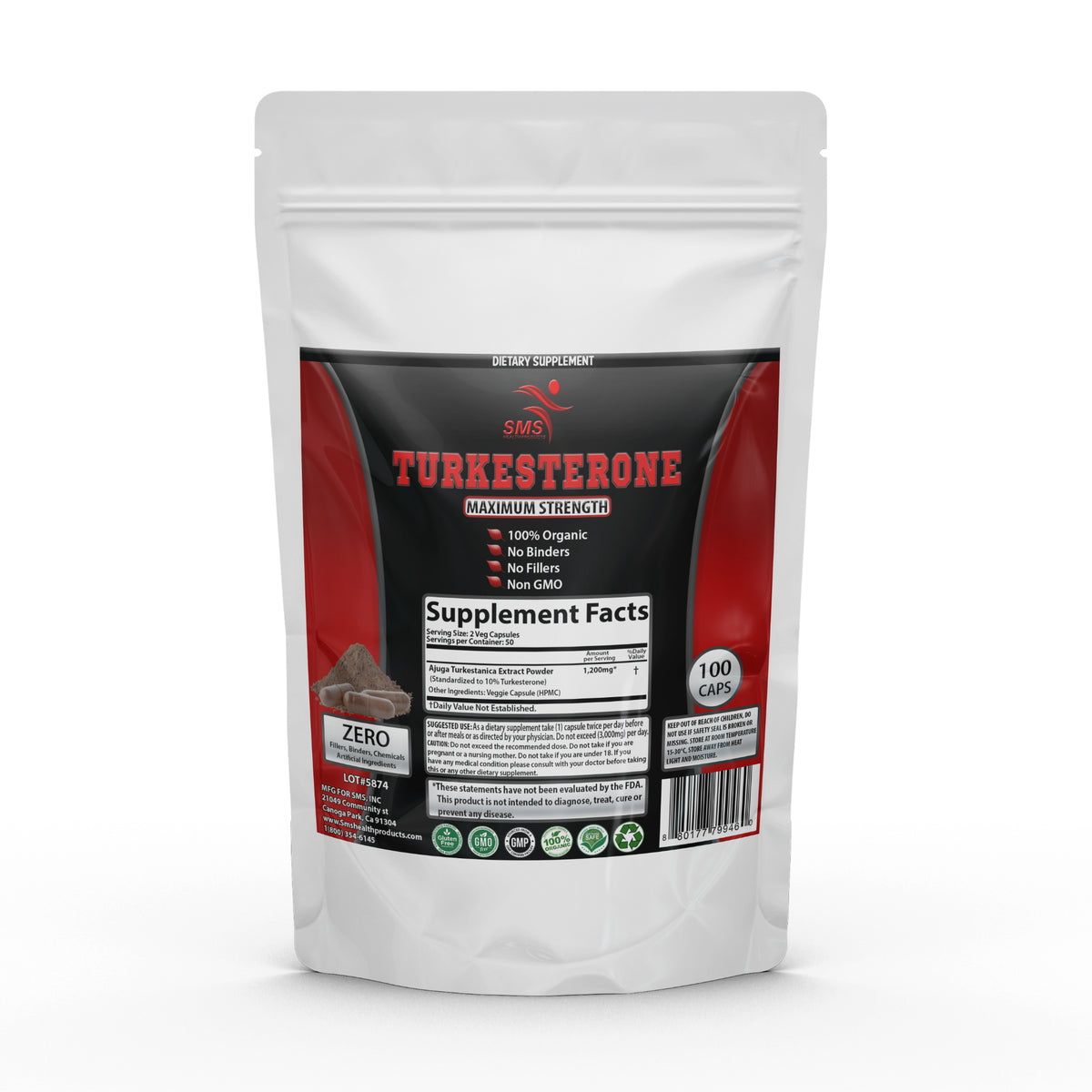 100 Veggie Caps Turkesterone 600mg Supplement, AKA (Ajuga Turkestanica ...