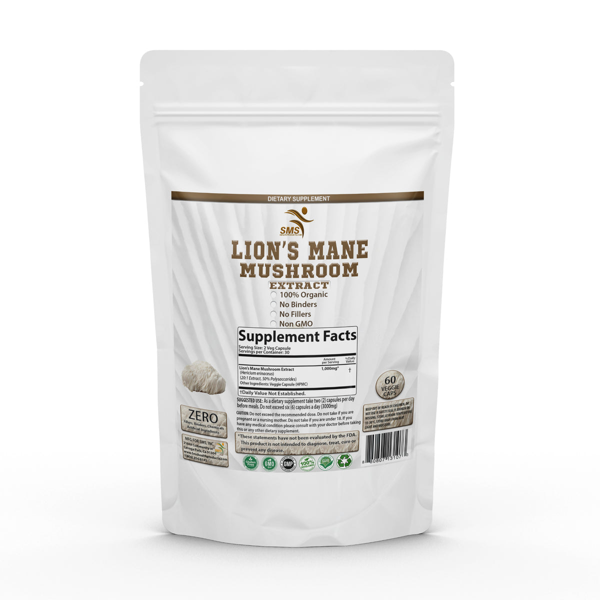 Lion's Mane Pills Mushroom Cognition Capsules (60 Capsules) Lions Mane ...
